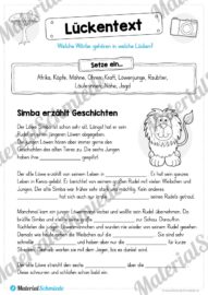 10 Leseübungen: Thema Tiere