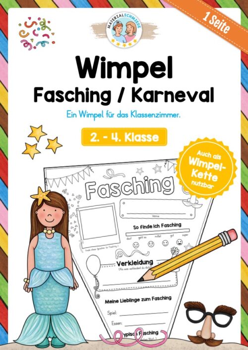 Mini-Heft: Fasching / Karneval - 1. Klasse (25 Arbeitsblätter)