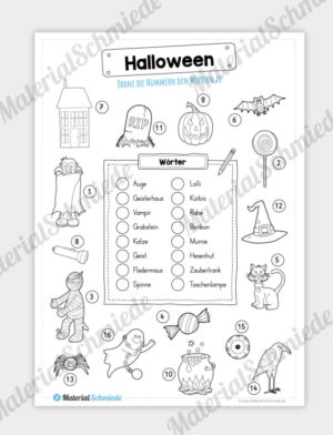 16 Abbildungen zu Halloween zuordnen