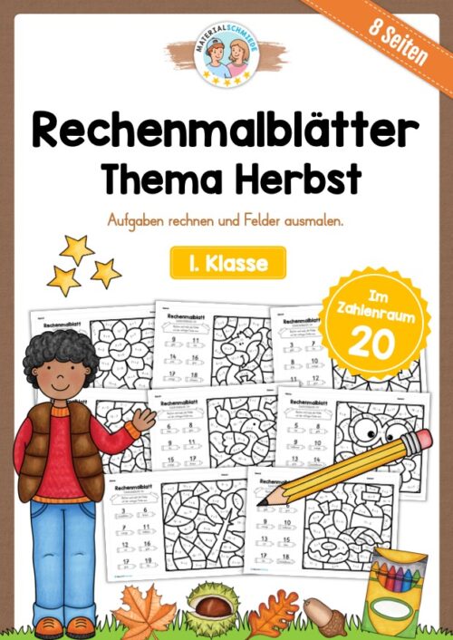 Rechenmalblätter für die 1. Klasse