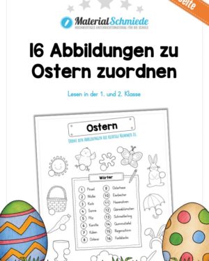 15 Arbeitsblätter zum Lesen & Malen zu Ostern