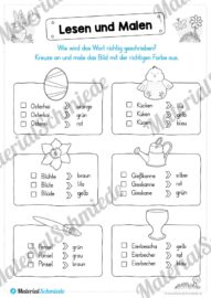 15 Arbeitsblätter zum Lesen & Malen zu Ostern