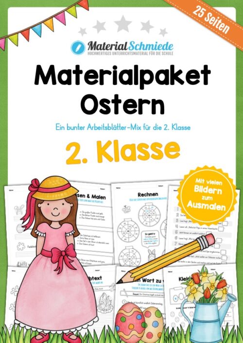 15 Arbeitsblätter zum Lesen & Malen zu Ostern