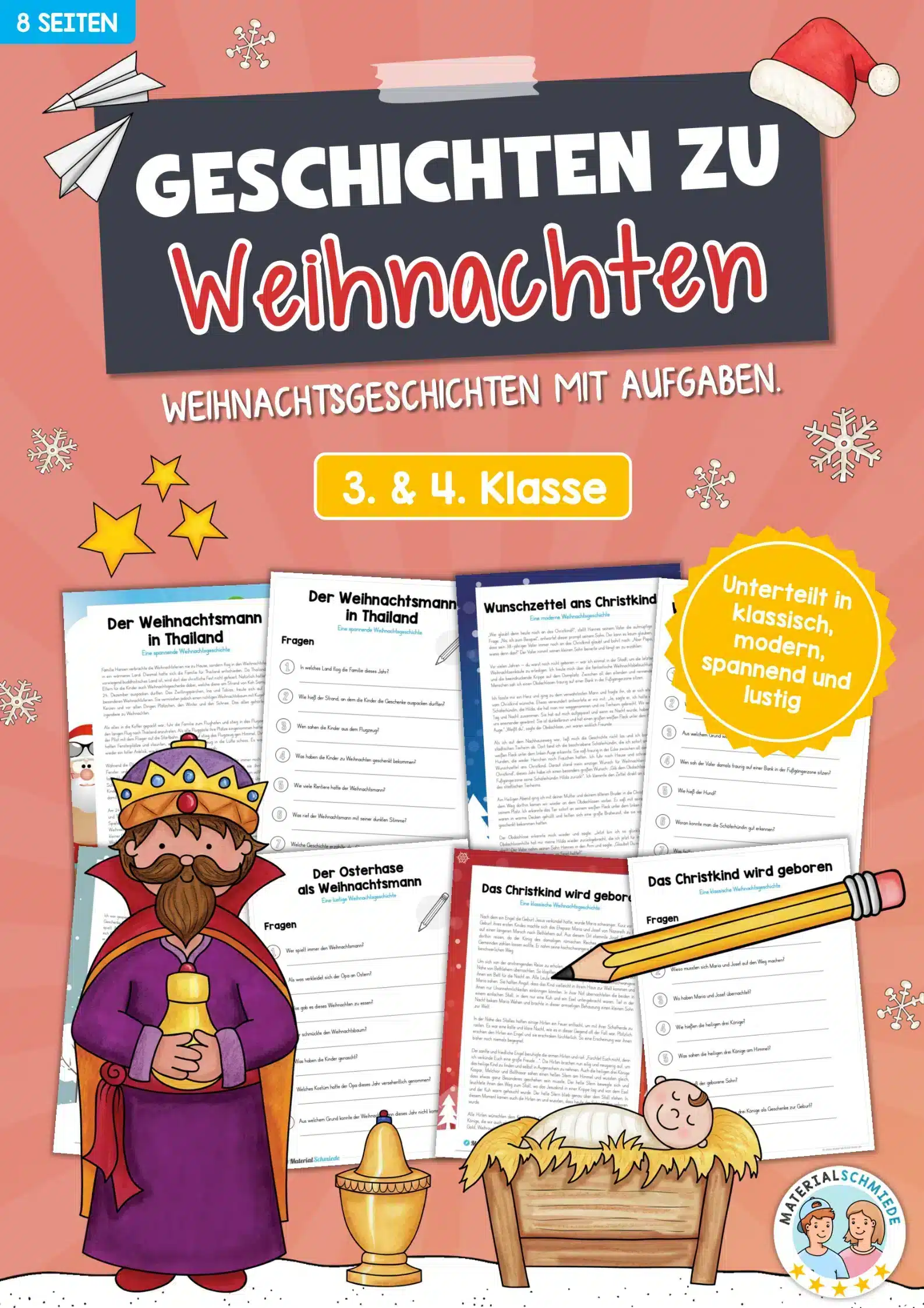 4 Weihnachtsgeschichten mit Aufgaben