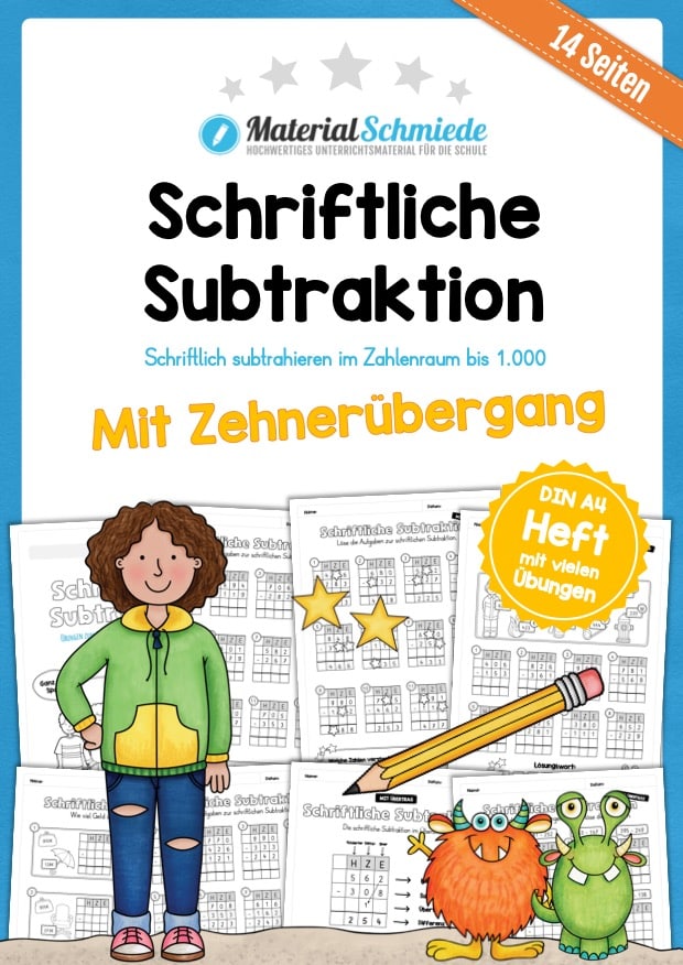 Schriftliche Subtraktion - ZR 1.000 (mit Übertrag)