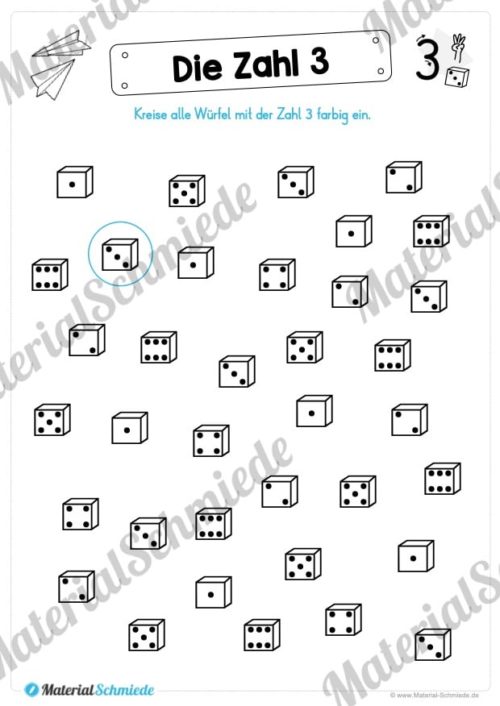 MaterialPaket: Zahl 3 schreiben lernen (25 Arbeitsblätter)