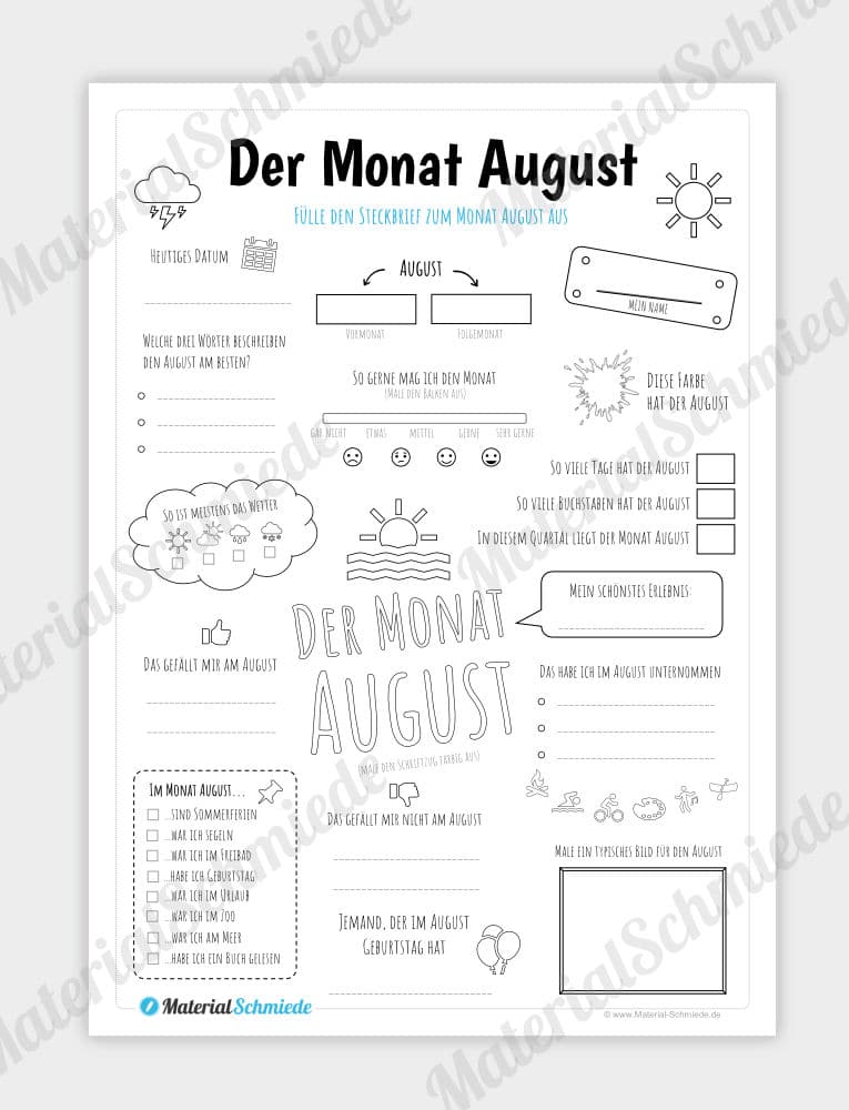 Steckbrief Monat August