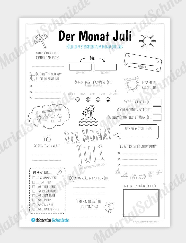 Steckbrief Monat Juli